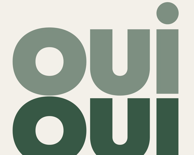 Oui Oui Poster, French Print, Green Print, Bathroom Print, Quote Wall ...