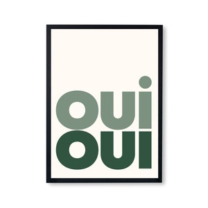 Oui Oui Poster, French Print, Green Print, Bathroom Print, Quote Wall ...