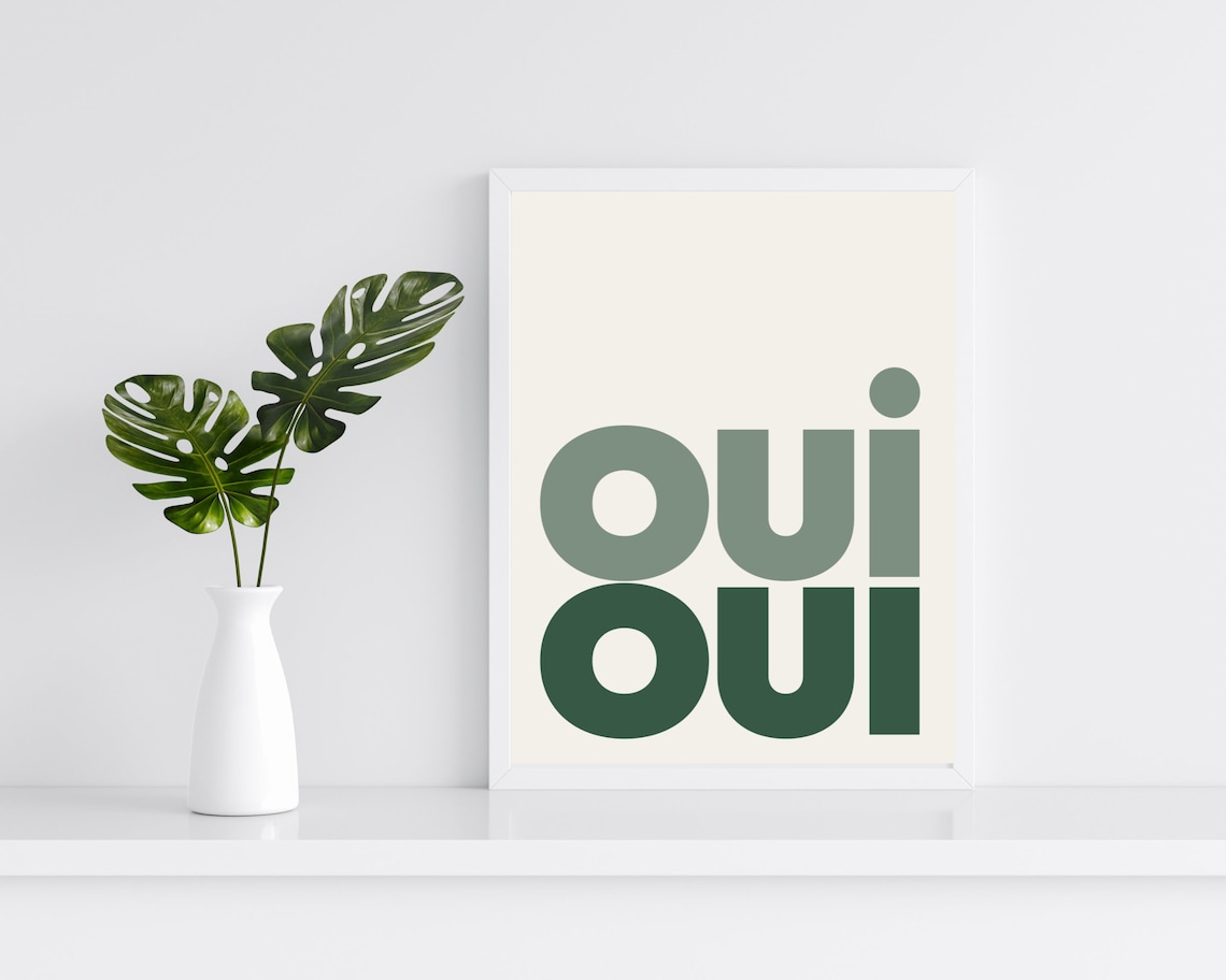 Oui Oui Poster French Print Green Print Bathroom Print - Etsy