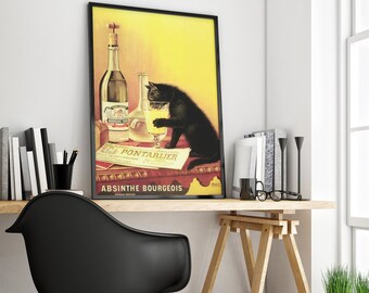 Absinthe Cat Art - Etsy