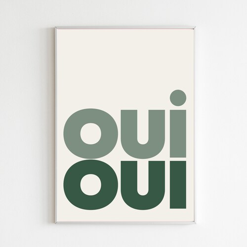 Oui Oui Poster French Print Green Print Bathroom Print - Etsy