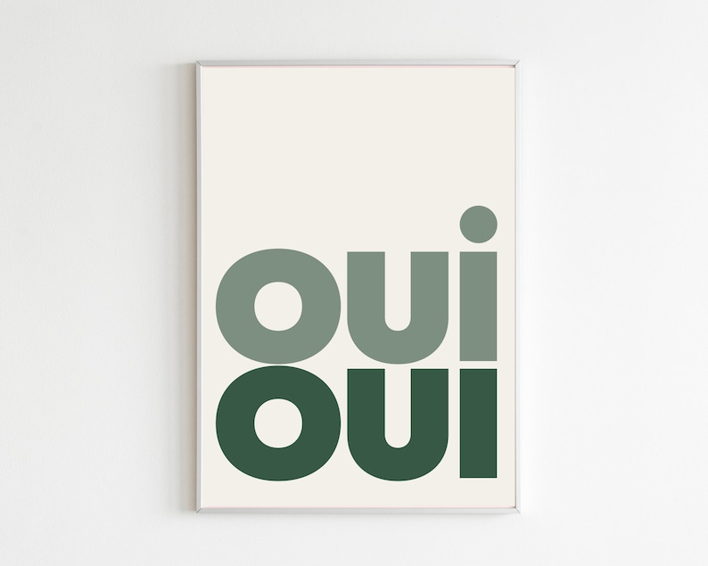 Oui Oui Poster French Print Green Print Bathroom Print - Etsy