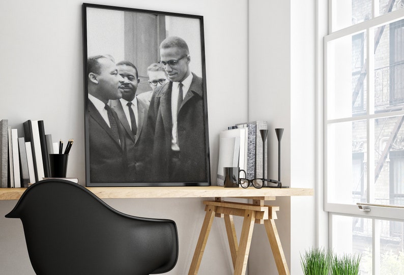 Martin Luther King Malcolm X Poster Print Black and White - Etsy