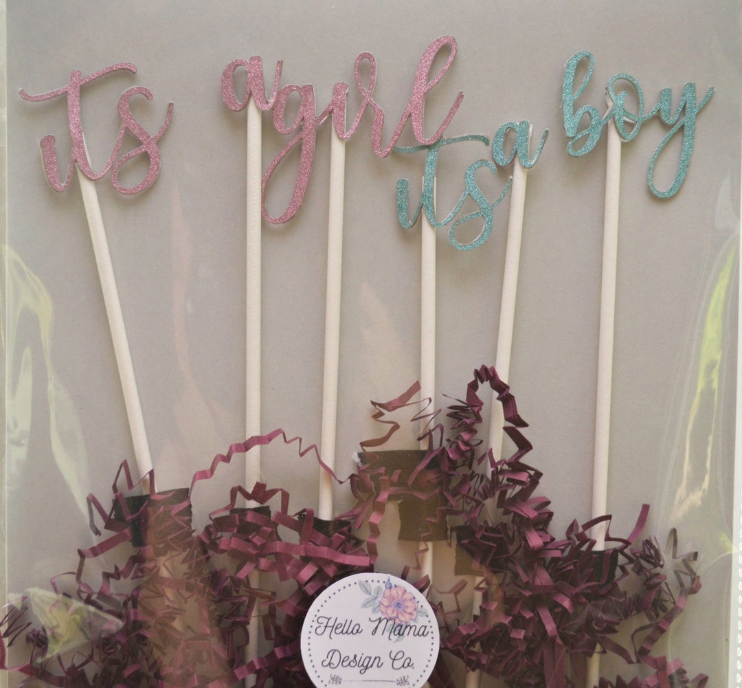 Gender Reveal Cake Topper Set, Gender Reveal Party, Baby Shower Cake ...