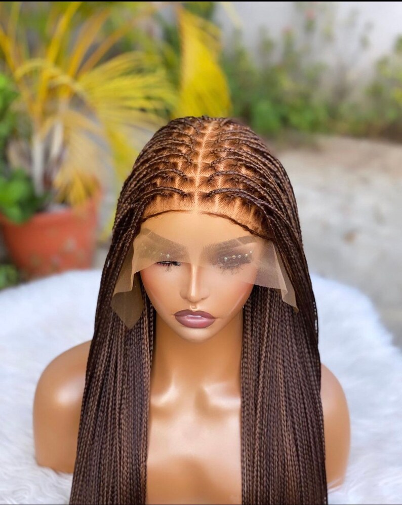Knotless Box Braid Wig Bone Straight Braided Wig Long - Etsy