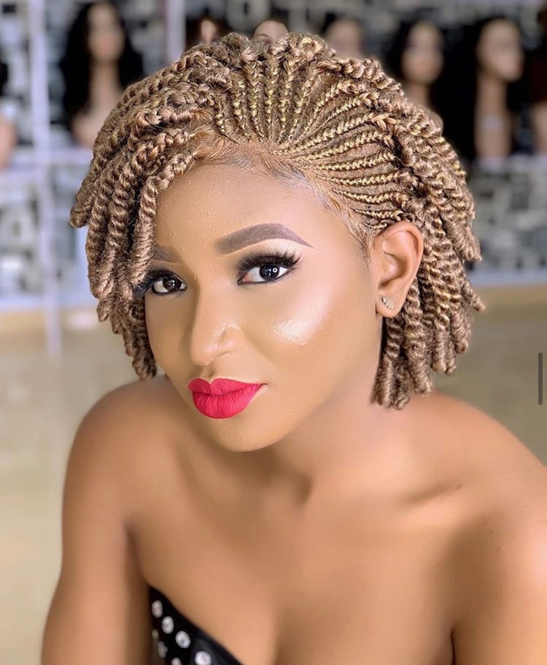 Cornrow Kinky Twist Wigs For Black Women Braided Wig Braid Senegalese