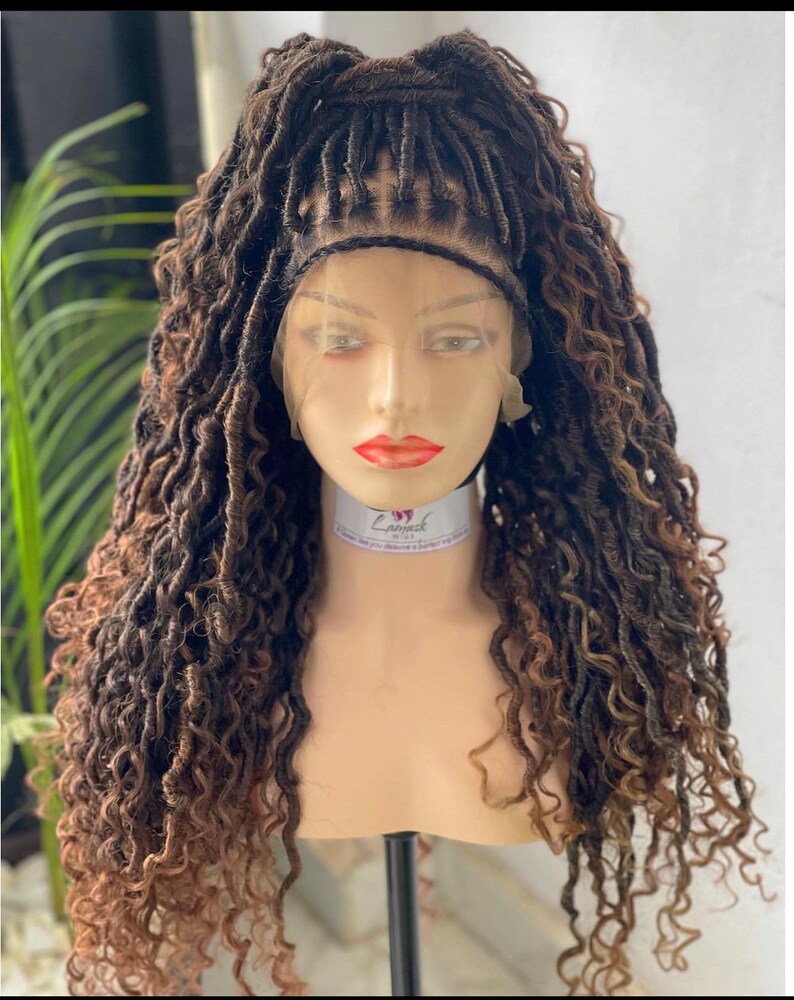 Bohemian Faux Locs Braided Wig for Black Women Goddess Faux - Etsy