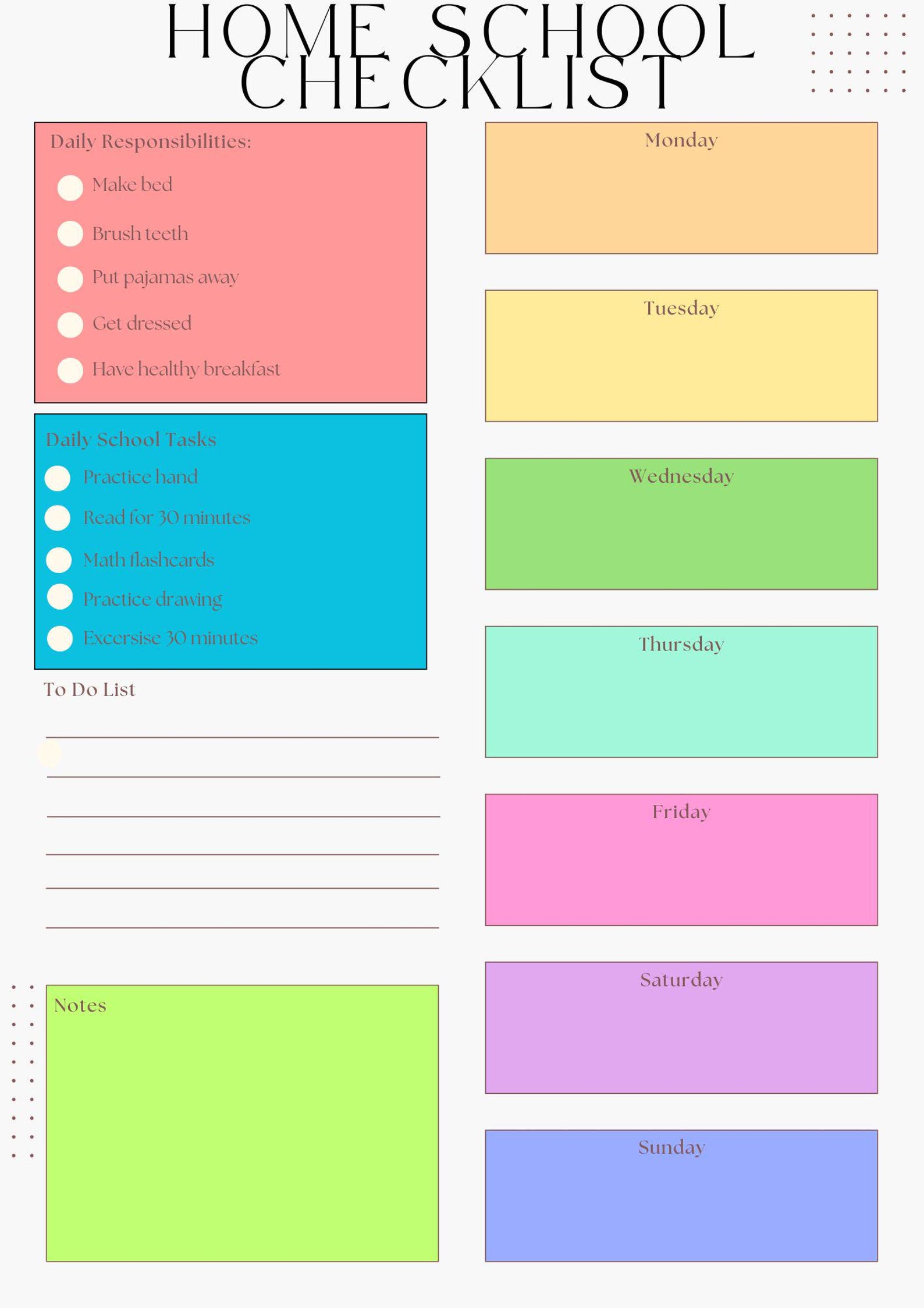 Editable Homeschool Checklist | Printable, Digital | Homeschool Planner ...