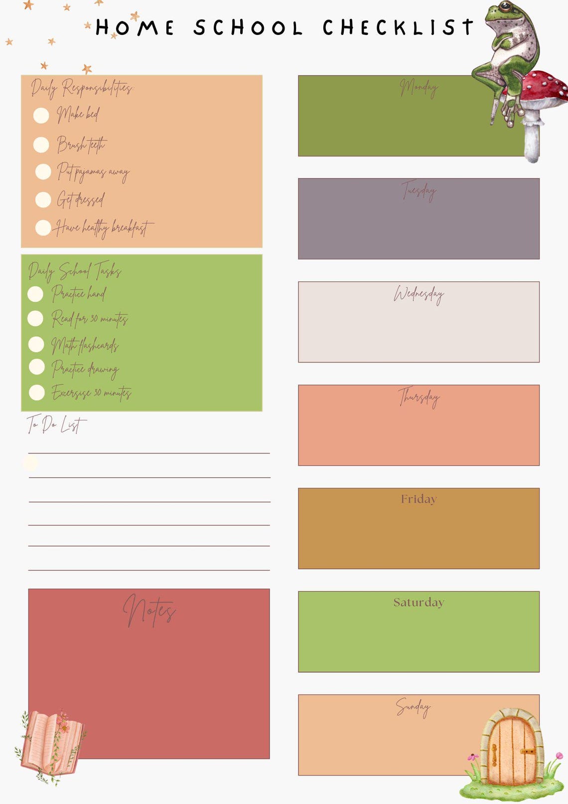 Editable Homeschool Checklist | Printable, Digital | Homeschool Planner ...