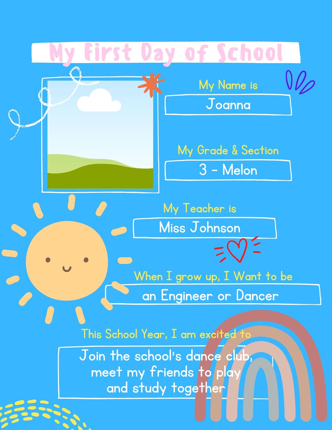 Editable First Day of School Sign | Canva Template | Printable Back to ...