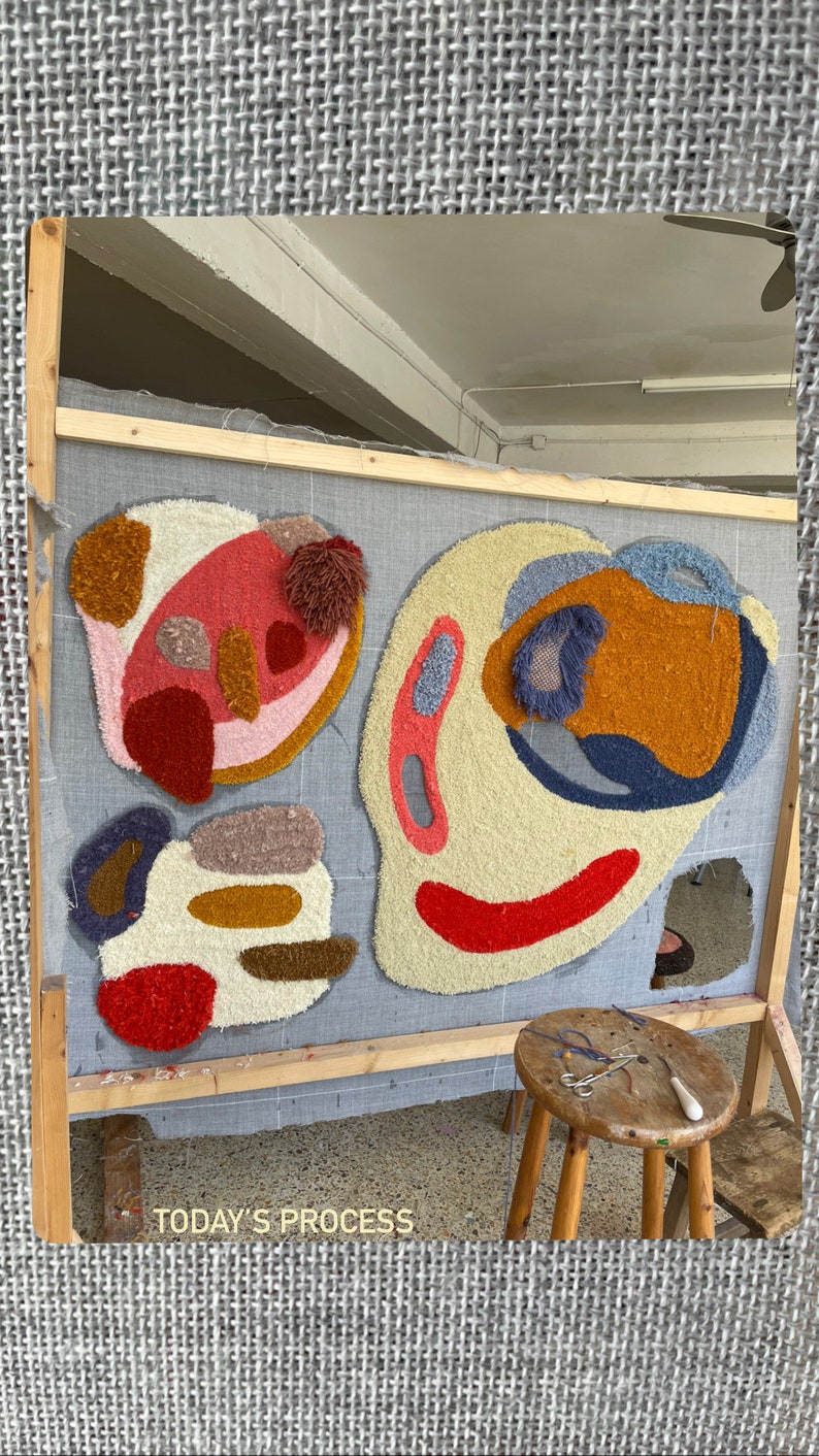 Modern Abstract Rug for Your Floor or Wall, Mixed Technique Carpet ...