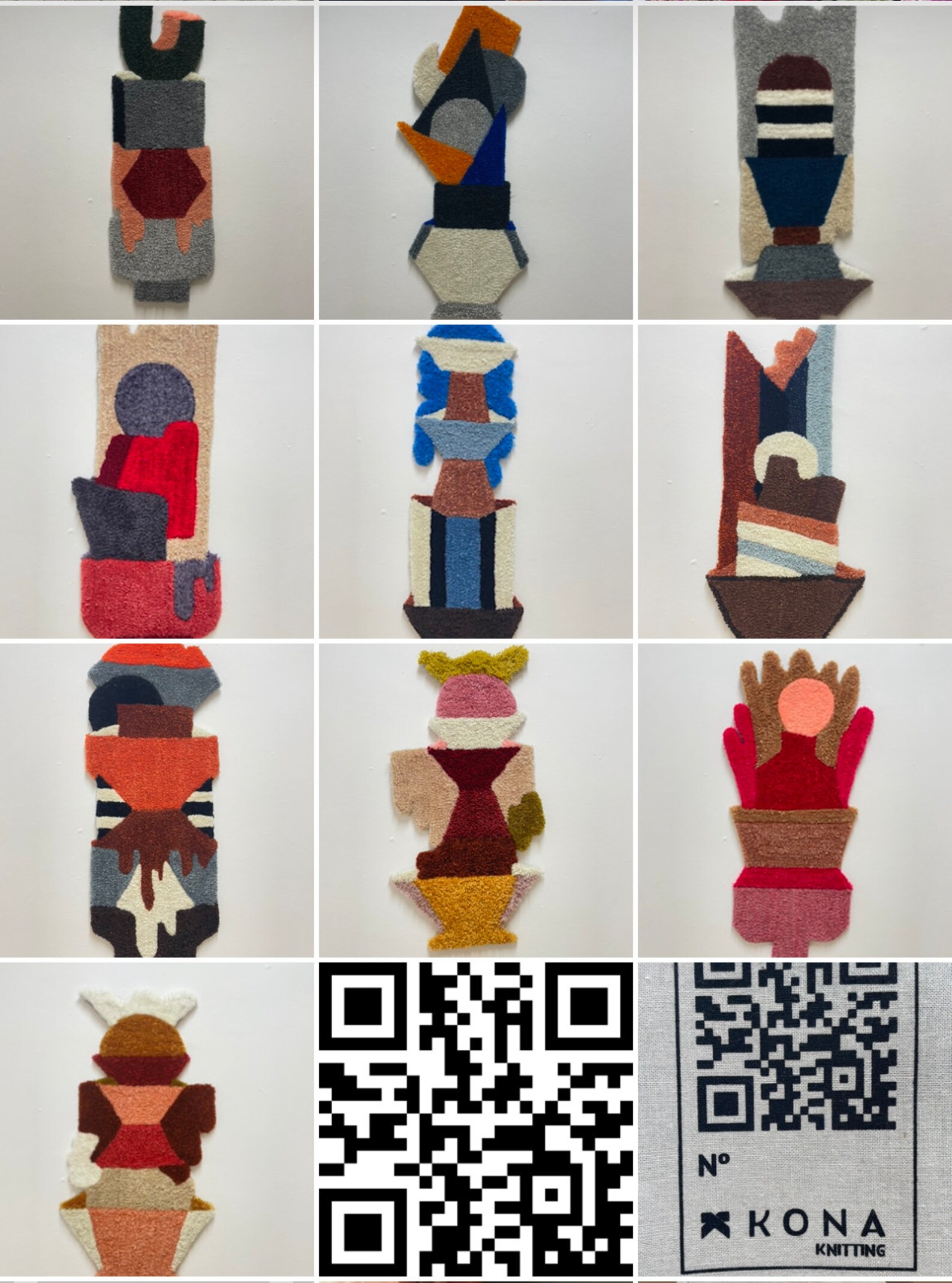 Wall Hanging Rug, Tufted Technique Rug, Geometric Textil Art, Red ...