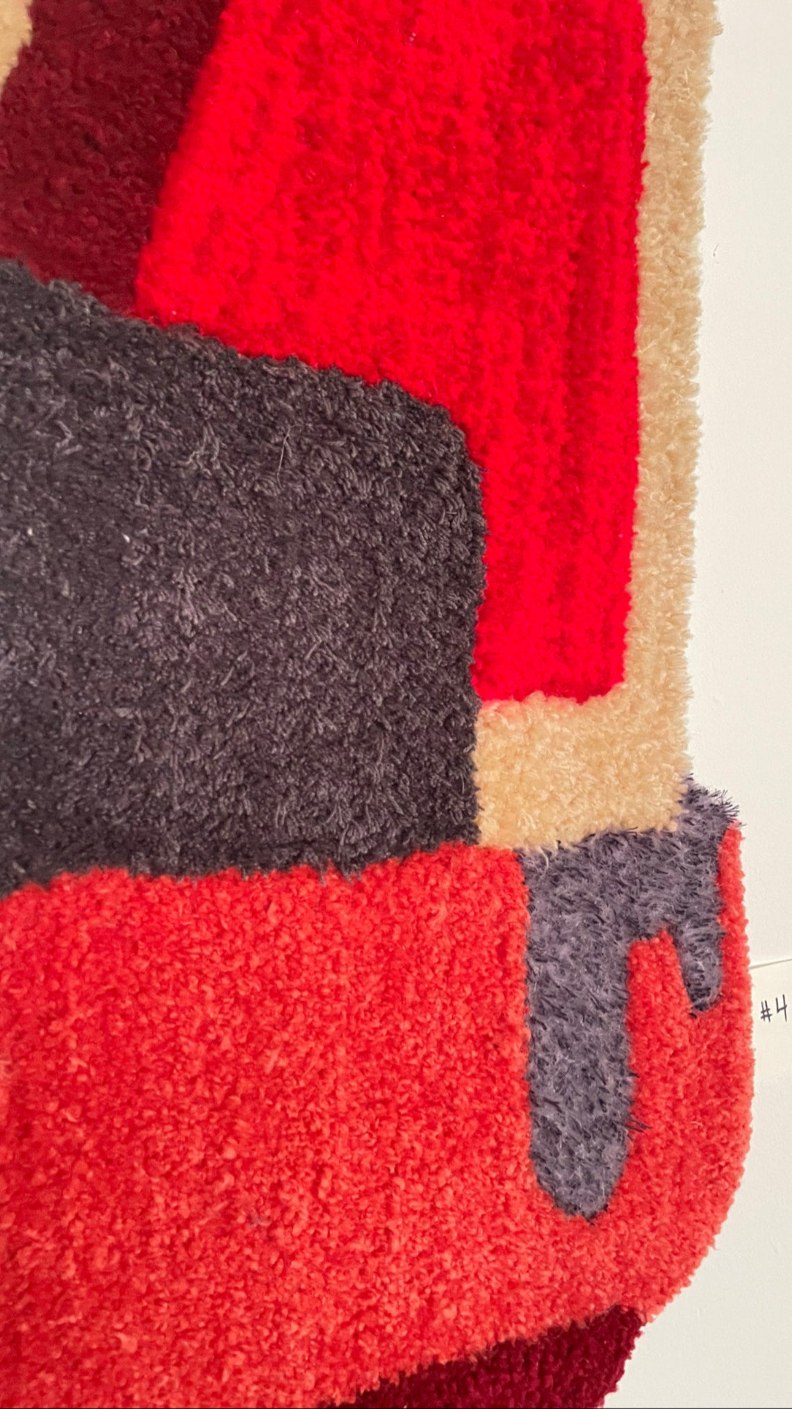 Wall Hanging Rug, Tufted Technique Rug, Geometric Textil Art, Red ...