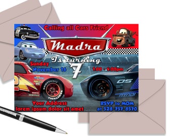 Cars Invitation Cars Birthday Invitation Cars Party Cars Invite Cars ...