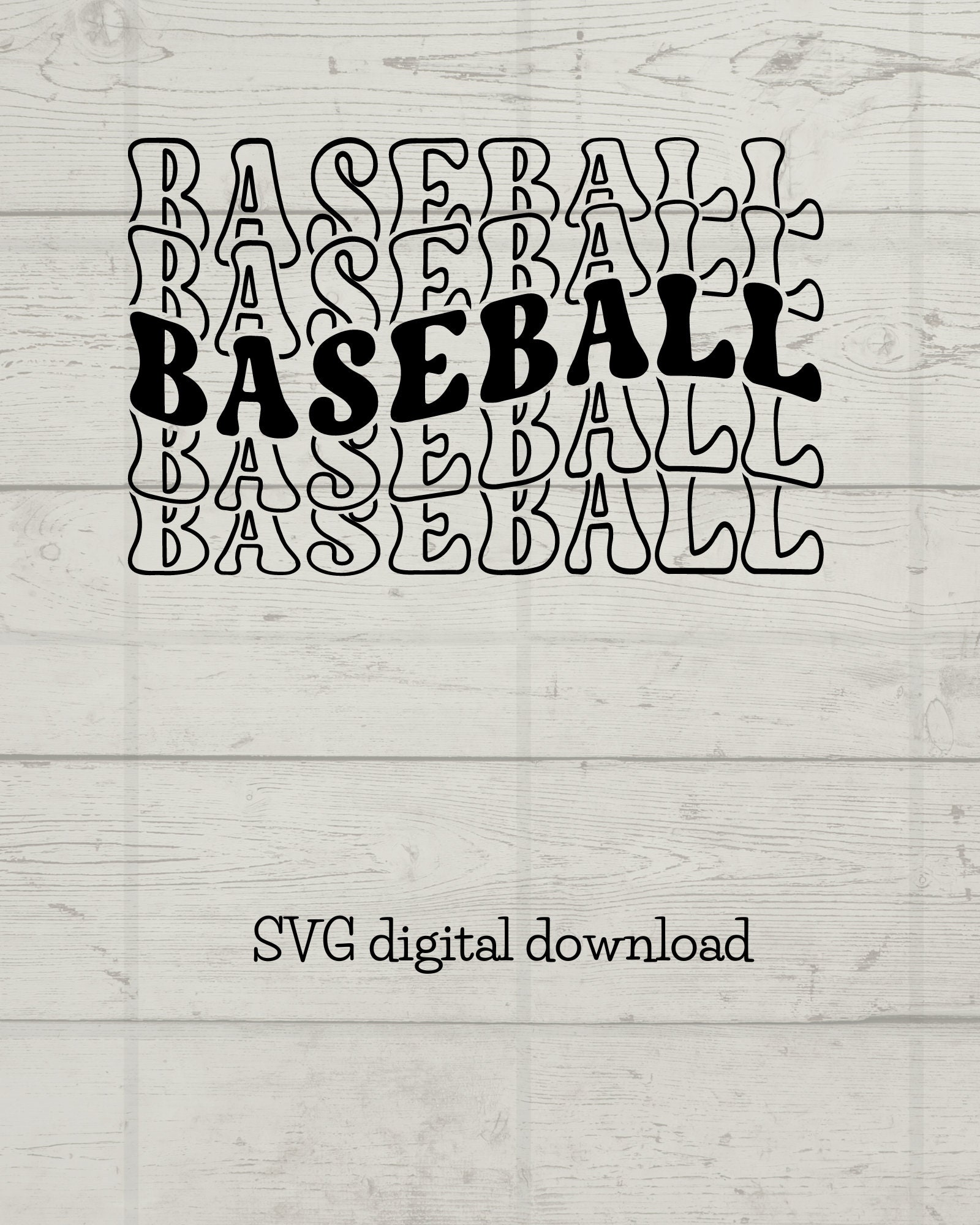 Baseball Wavy Retro SVG - Etsy