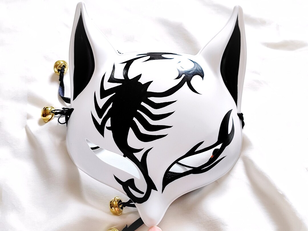 Black Scorpion Half Face Mask Cosplay Costume Japanese Fox Kitsune With ...