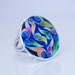 Unique Silver Big Round Ring Enamel Ring Sterling Silver Floral Ring ...