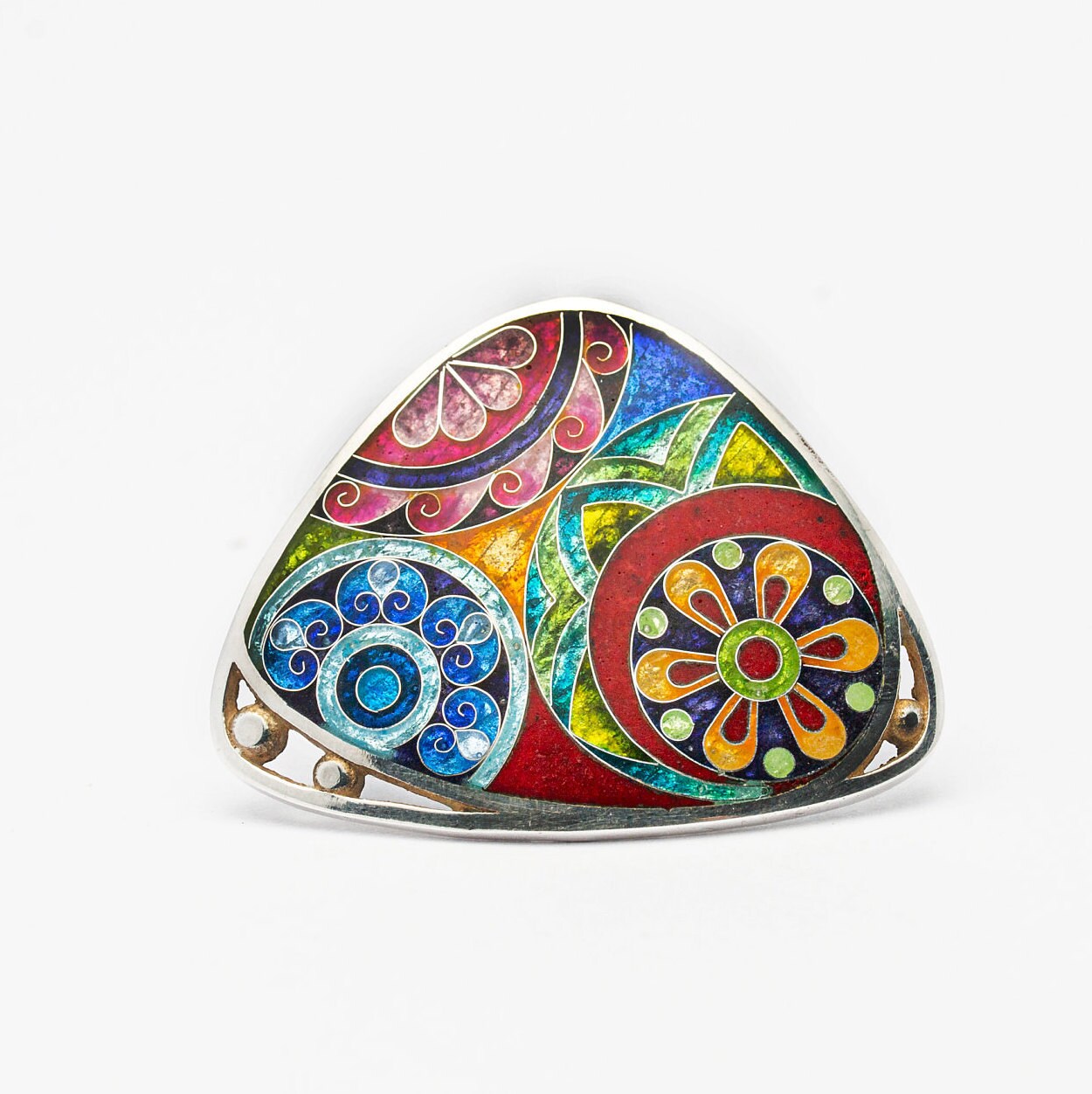 Unique Sterling Silver Enamel Ring Silver Floral Ring Inlay - Etsy