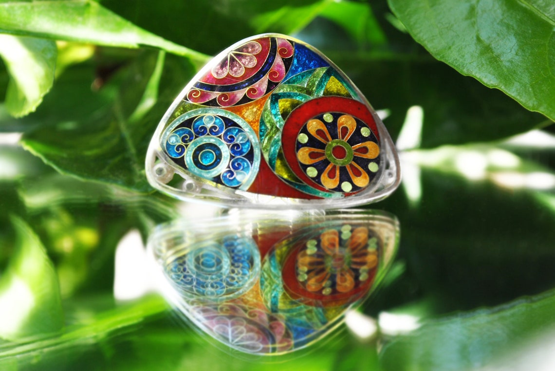 Unique Sterling Silver Enamel Ring Silver Floral Ring Inlay - Etsy