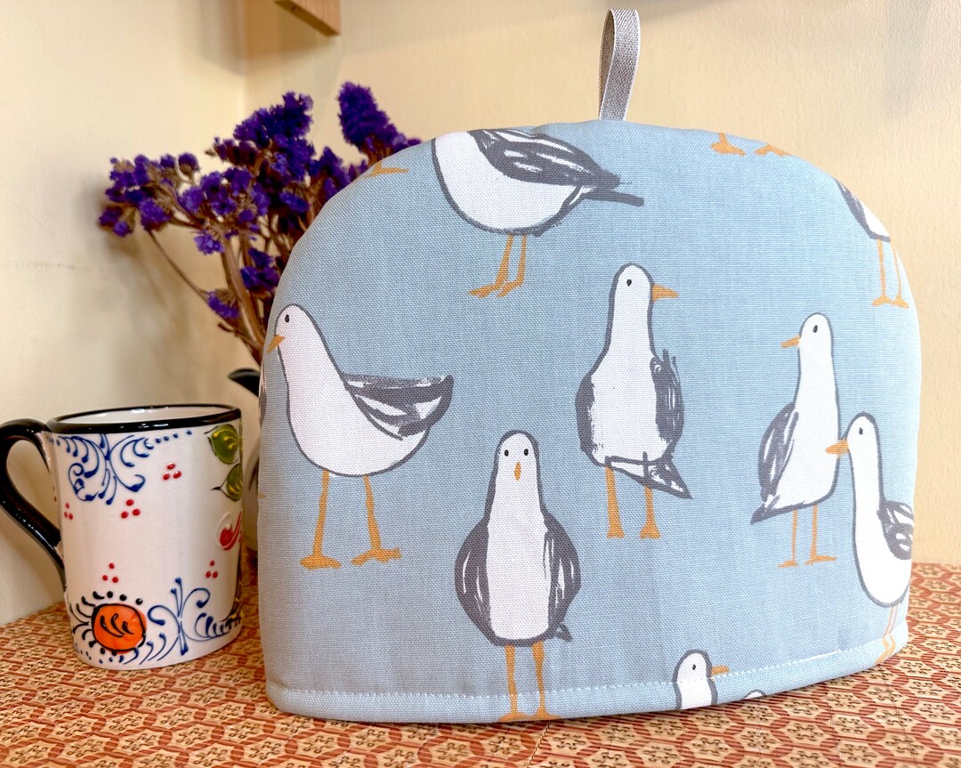 Clarke & Clarke Laridae Tea Cosy, Seagull on Duck-egg, Tea Cozy for ...