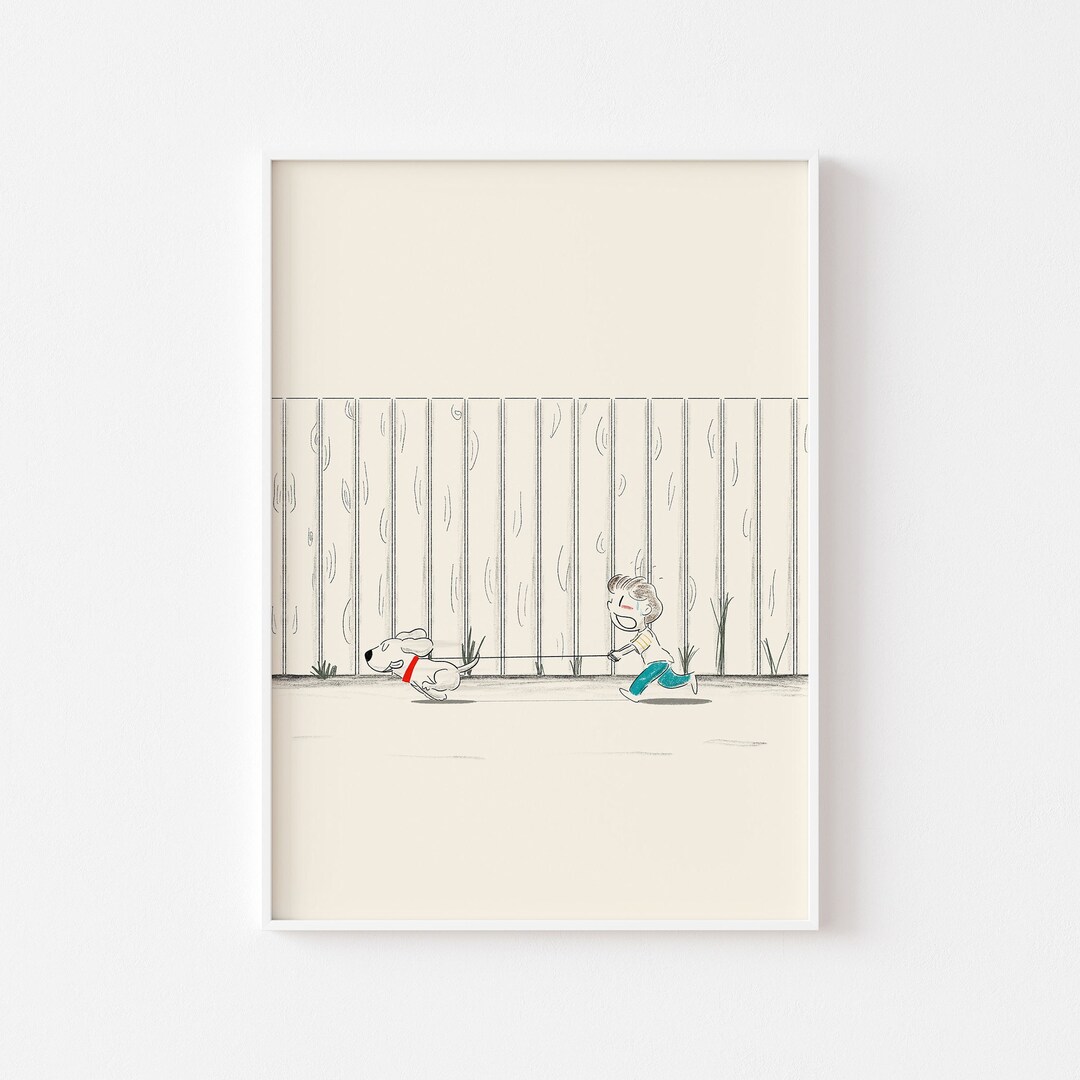 Strolling Boy Poster, Boys Playroom Decor, Cozy Nursery Prints, Nursery ...