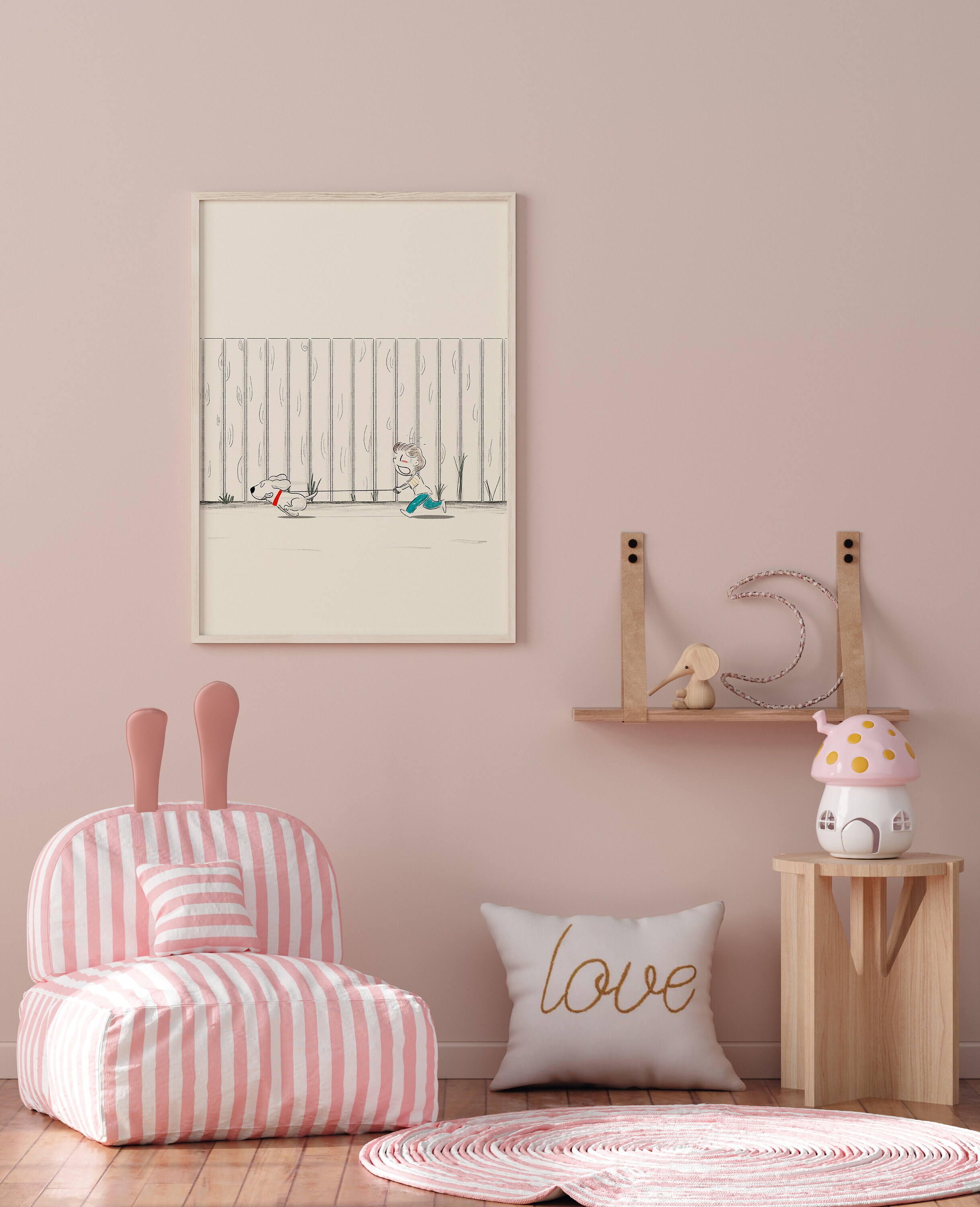 Strolling Boy Poster, Boys Playroom Decor, Cozy Nursery Prints, Nursery ...