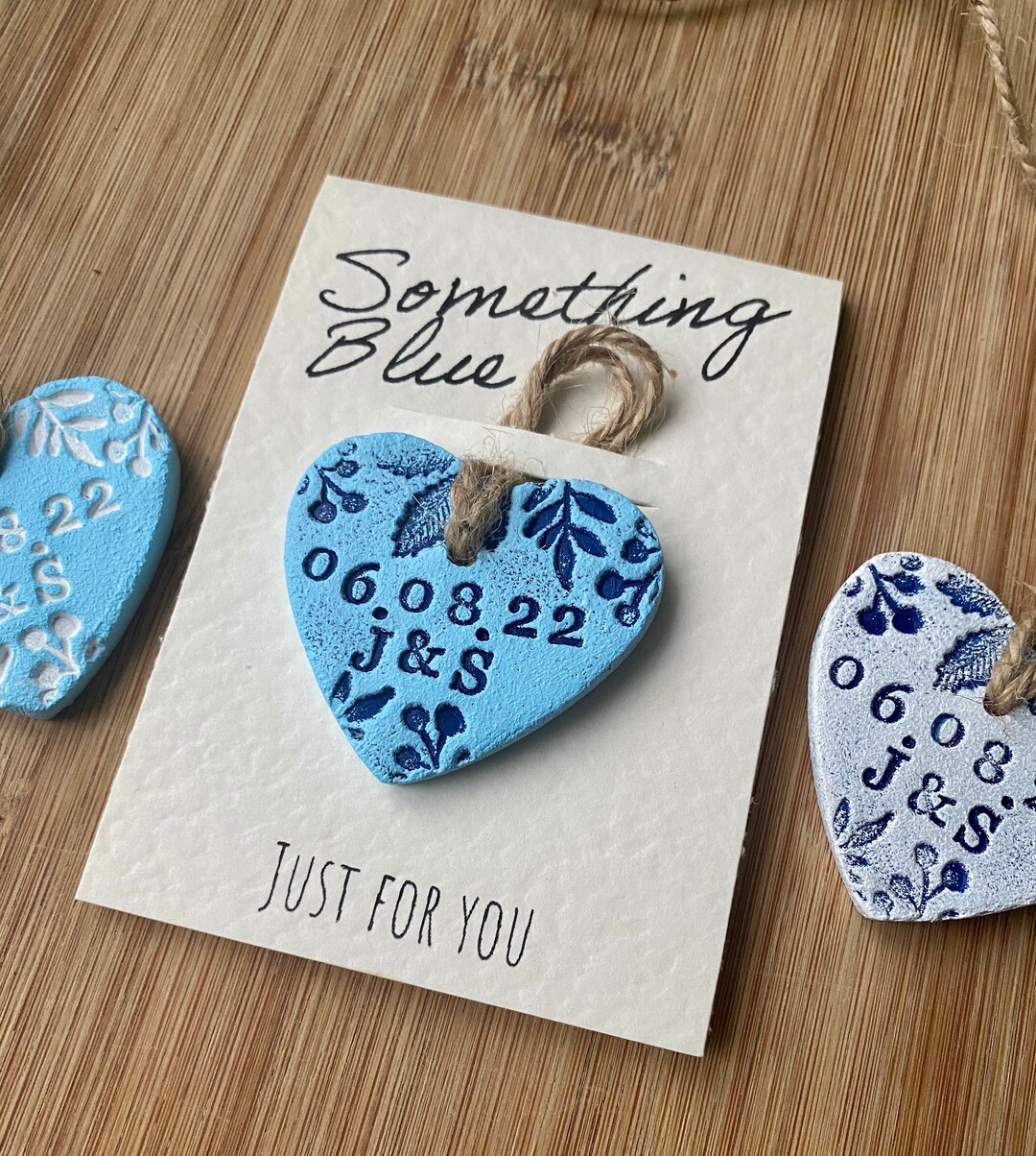 Personalised Something Blue - Something Blue Gift - Date and Initials - Leaves Design - Bouquet ...