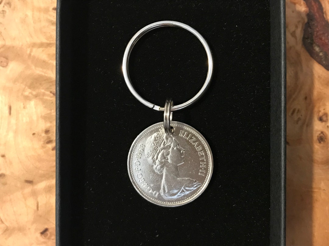 1968 Five Pence Coin Keyring in Gift Box - Etsy