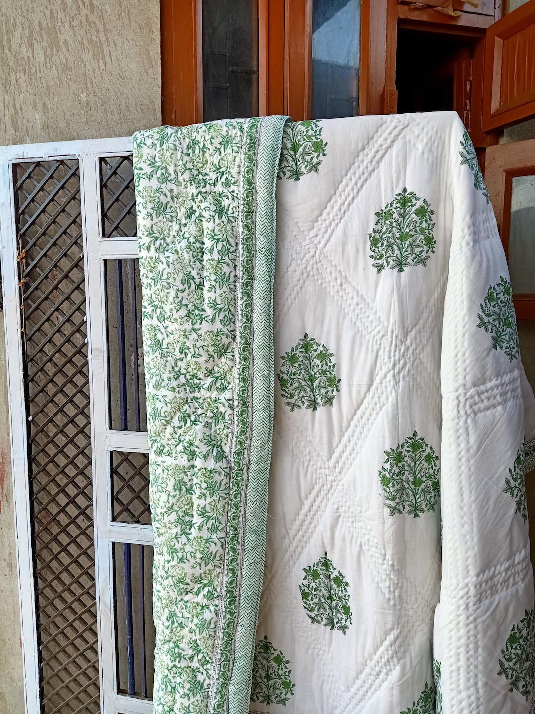 Reversible Blanket~100% Cotton Quilt~indian Quilt~winter , Kantha Quilt ...