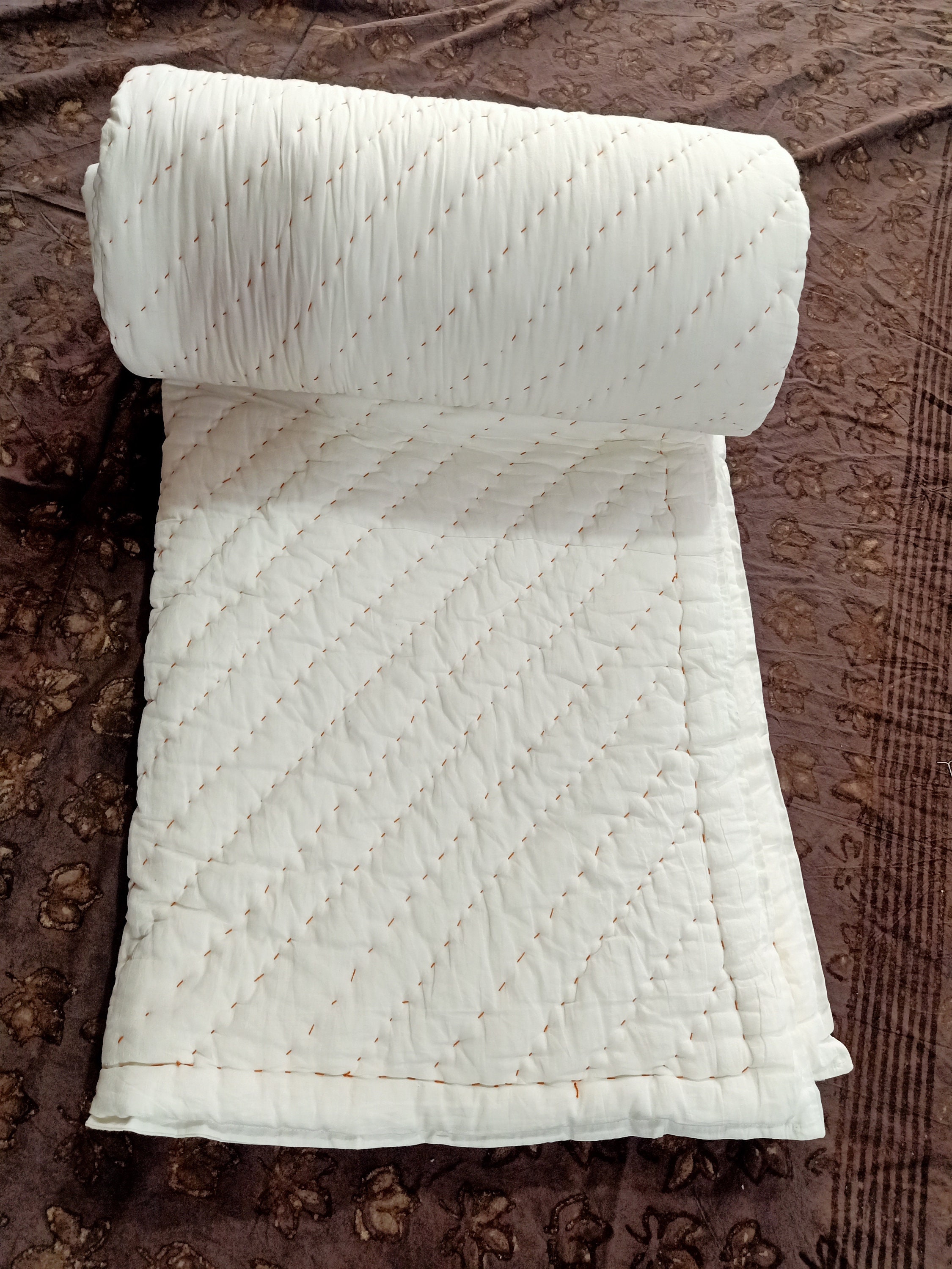 Full White Fluff Cotton Filled Hand Quilted Warmsoft Jaipuri | Etsy
