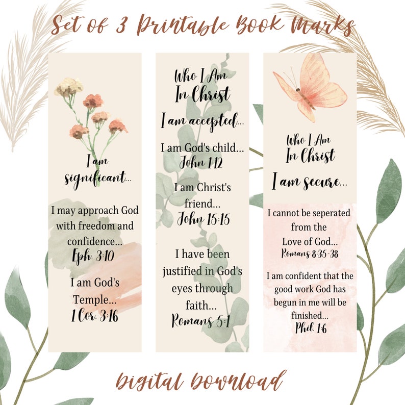 Printable Bible Verses Bookmarks Set, Instant Digital Download for ...