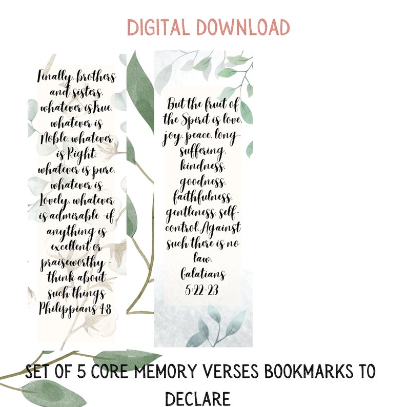 Printable Bible Verses Bookmarks Set, Instant Digital Download for ...