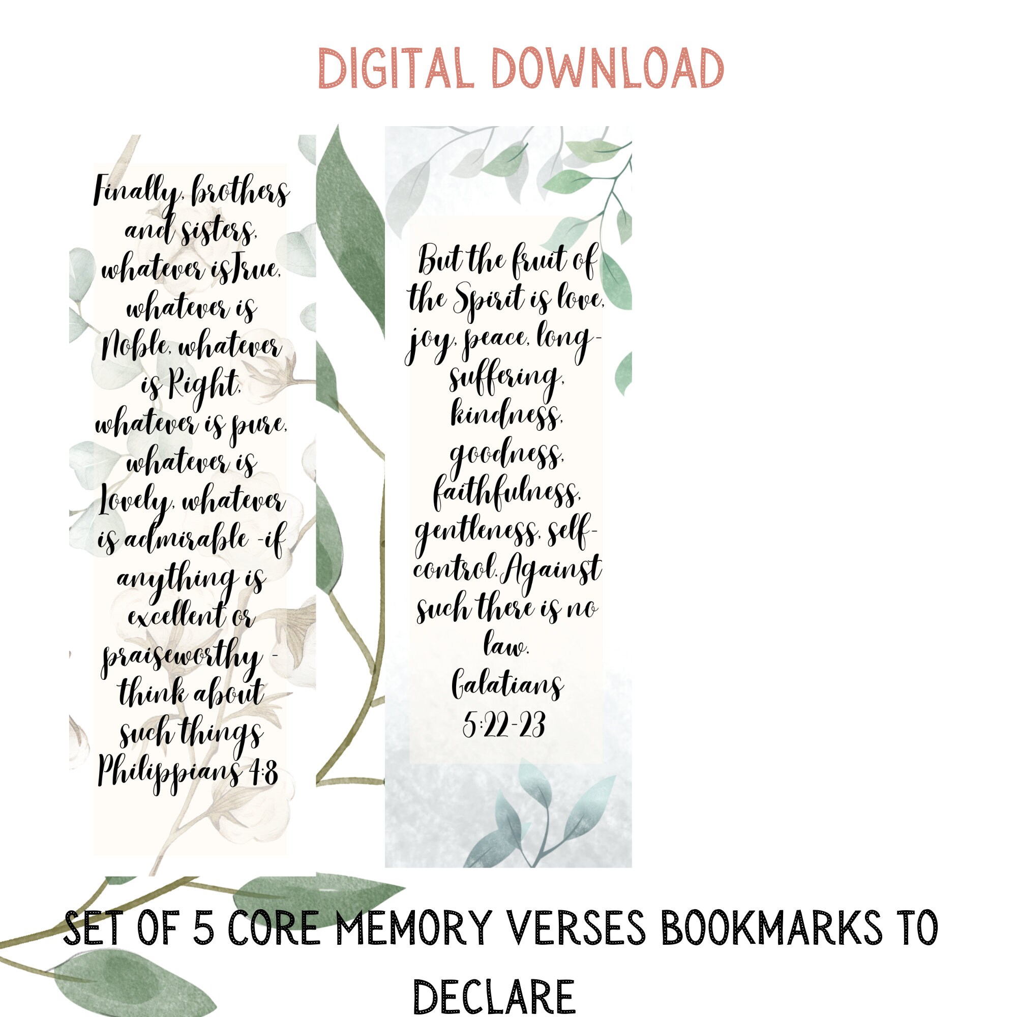 Printable Bible Verses Bookmarks Set, Instant Digital Download for ...