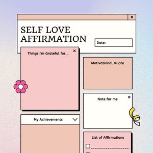 Self Love Affirmation Planner - Printable Self Love Page - Etsy