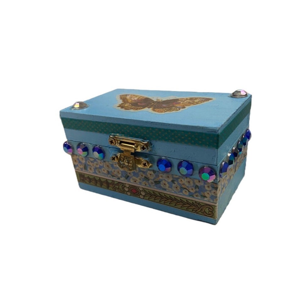 Small Blue Butterfly Rhinestone Jewelry Box - Etsy