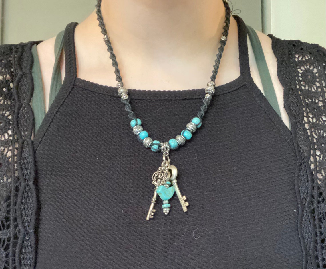 Skeleton Key Macrame Necklace - Etsy