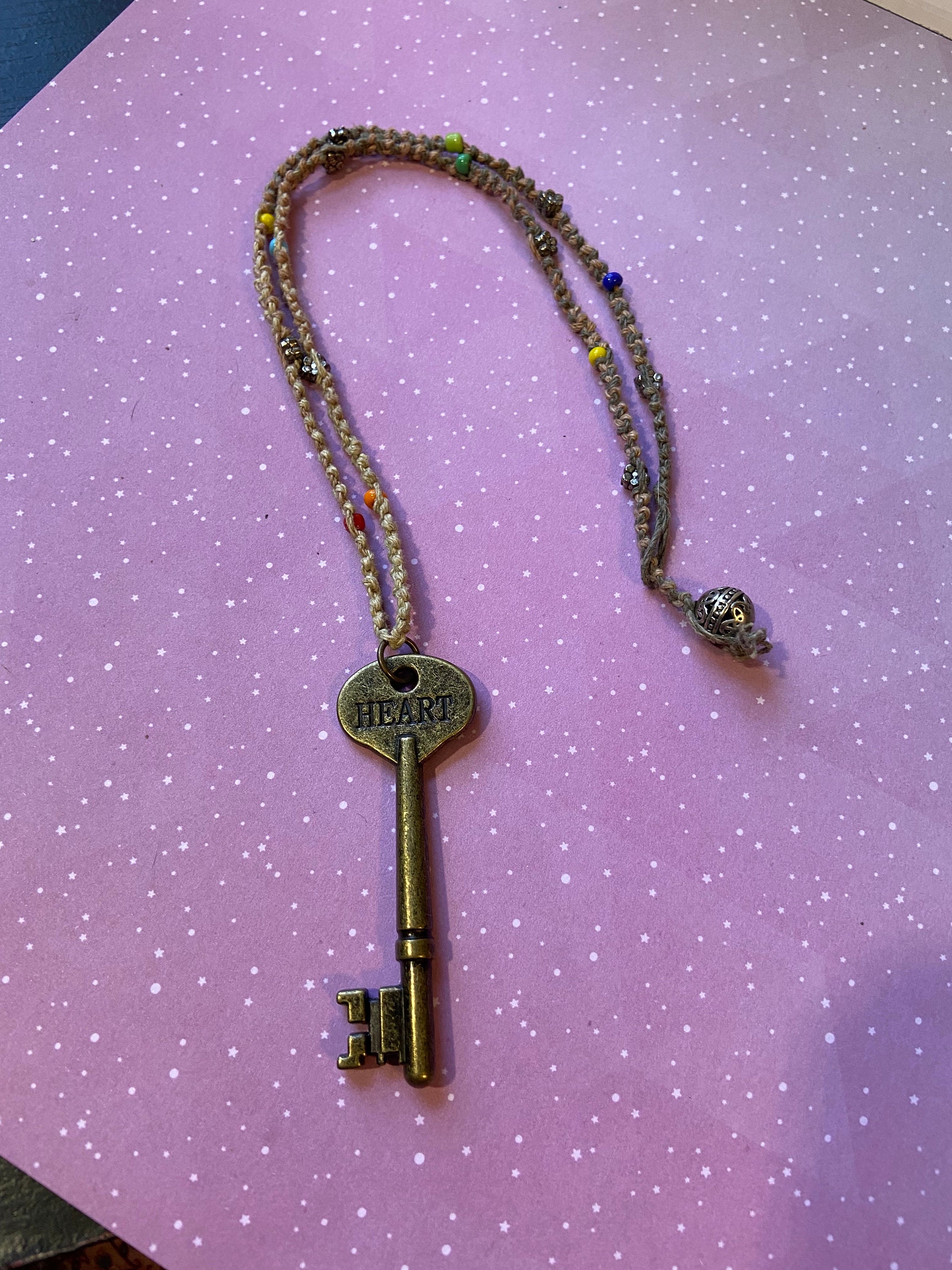 Skeleton Key Hemp Macrame Necklace - Etsy