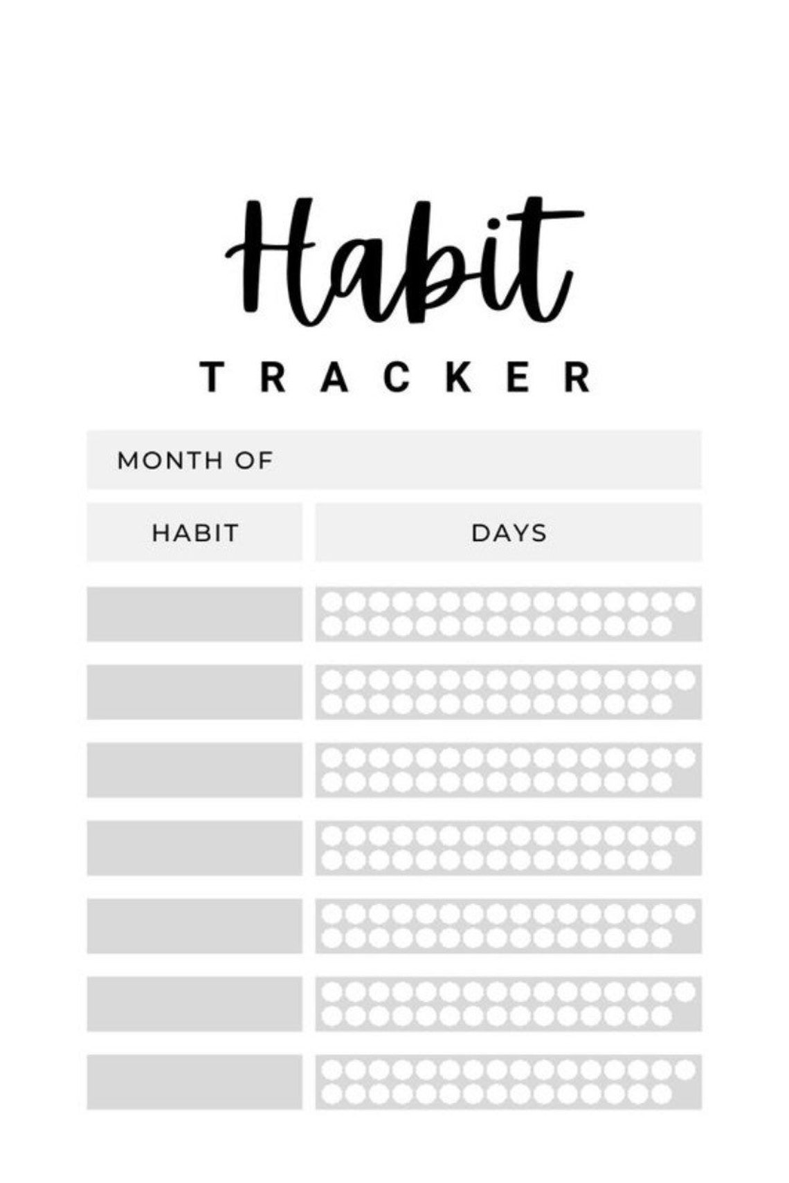 Habit Tracker Printable Page - Etsy Australia