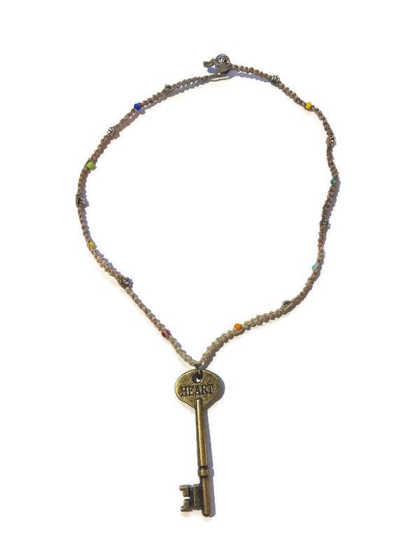 Skeleton Key Hemp Macrame Necklace - Etsy