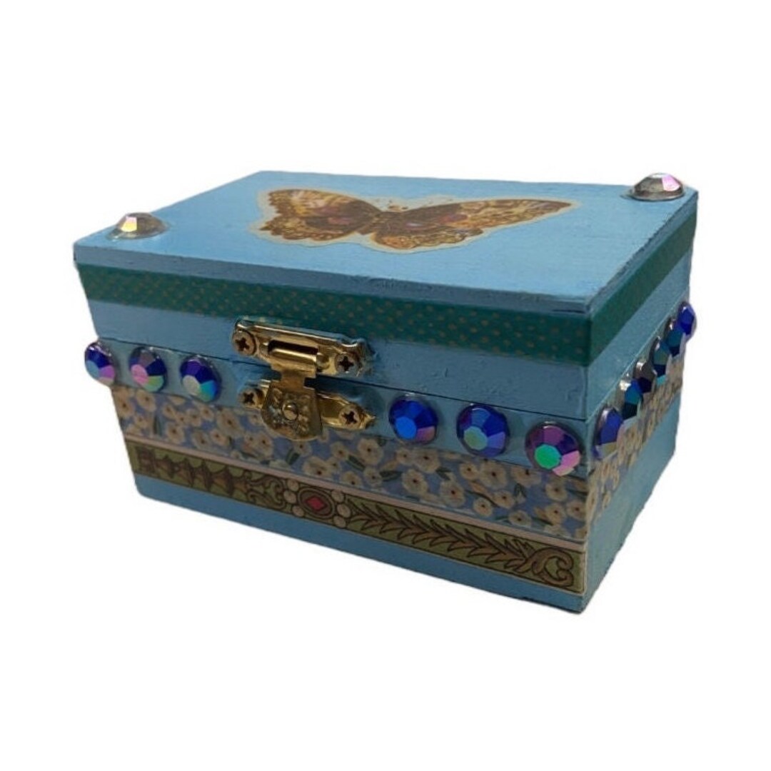 Small Blue Butterfly Rhinestone Jewelry Box - Etsy