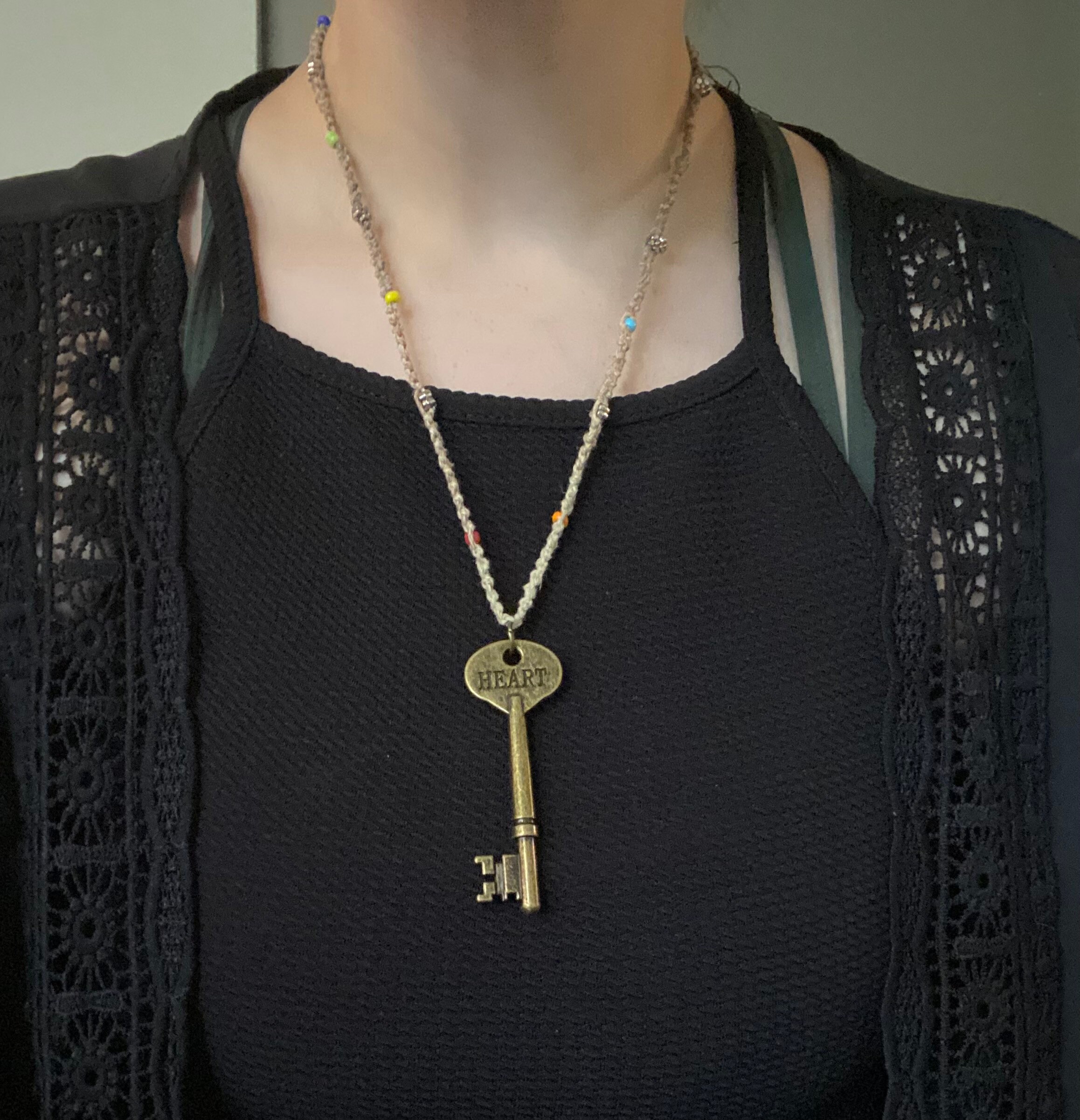 Skeleton Key Hemp Macrame Necklace - Etsy