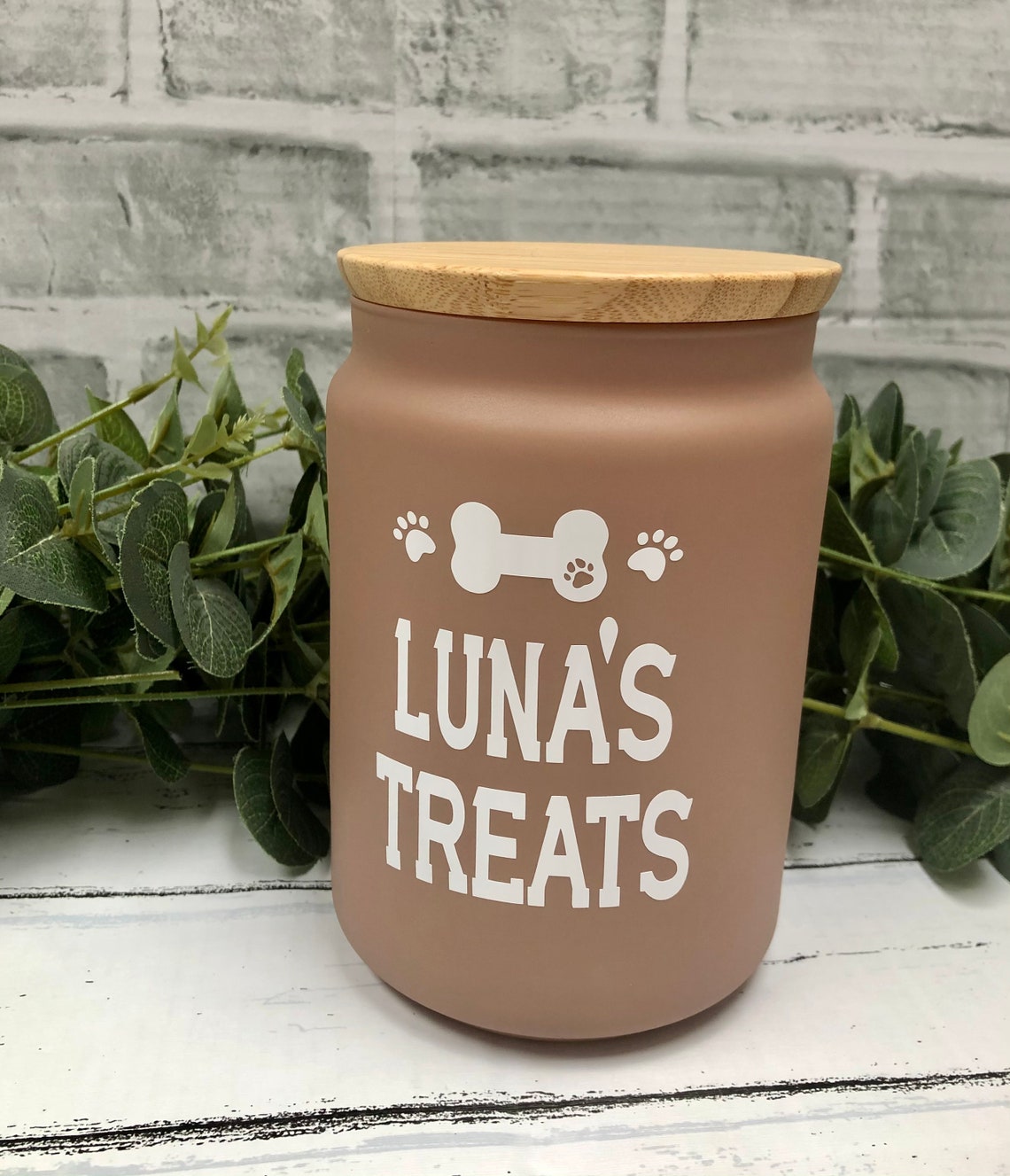 Personalised Dog Treat Jar, Pet Storage Jar, Black or Pink Jar With ...