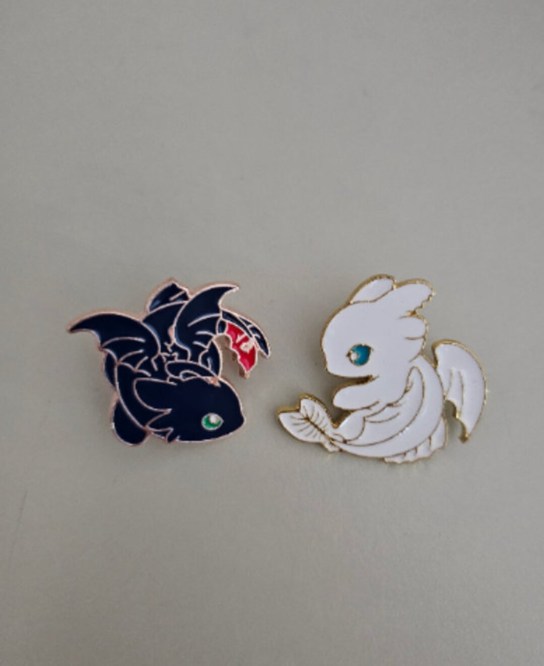 How to Train Your Dragon Cute Enamel Pins, Toothless and Light Fury - Etsy