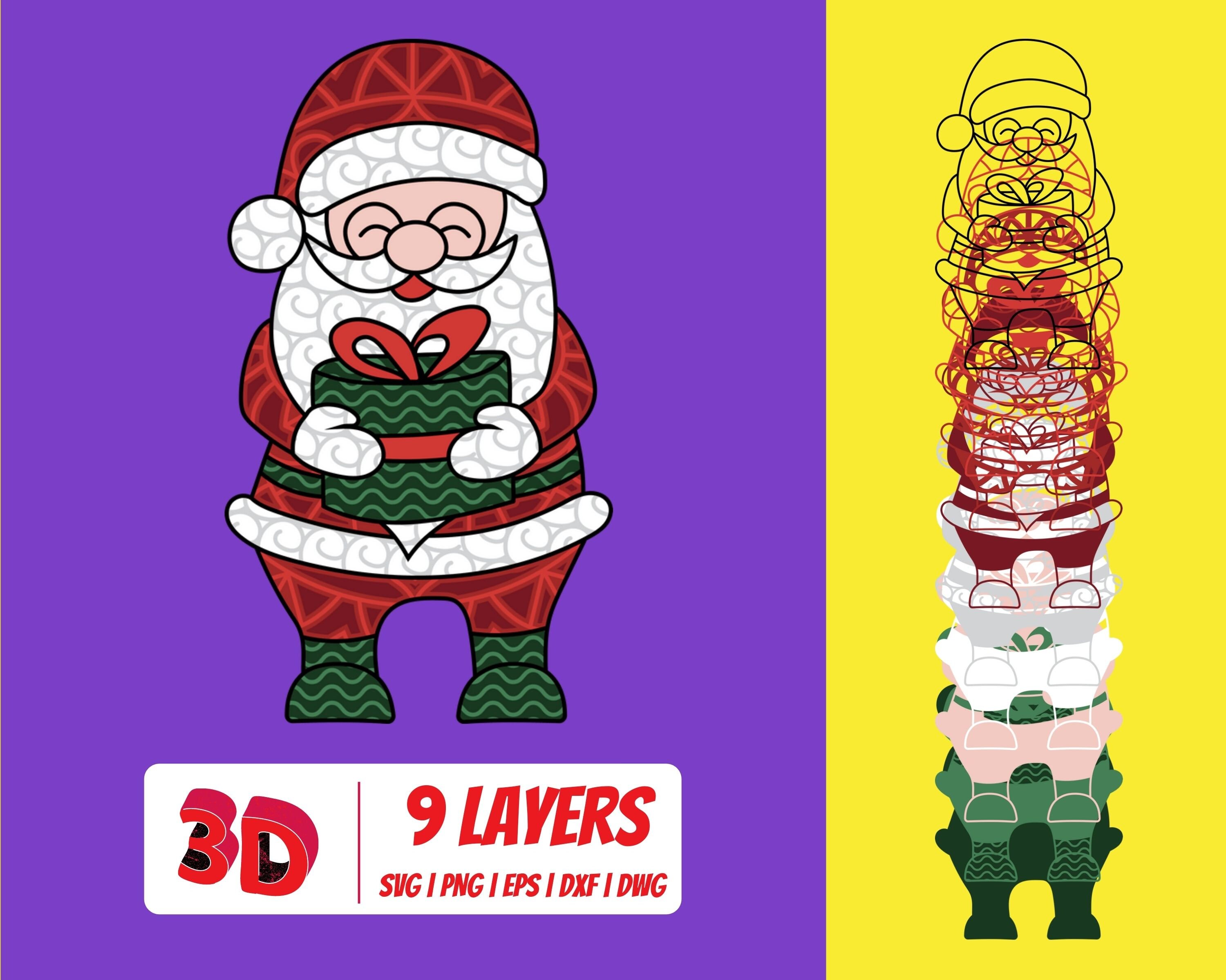 3D Santa Claus SVG Bundle Layered SVG Cut Files Instant - Etsy