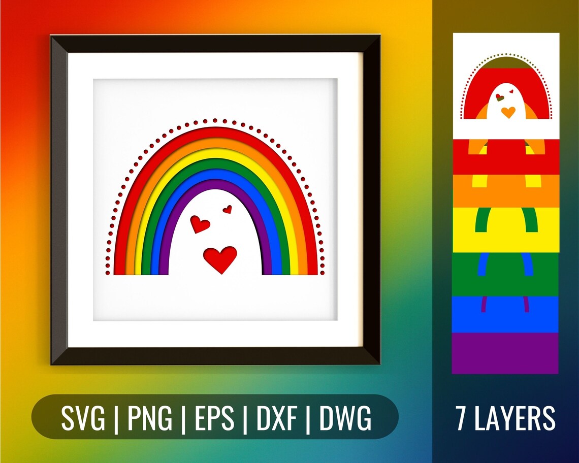 Pride Shadow Box Layered SVG Cut Files Instant Download - Etsy UK