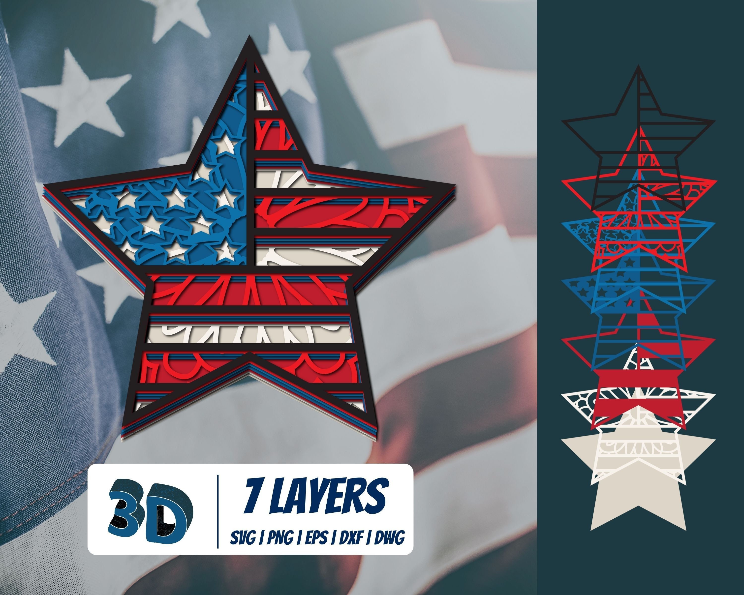 3D 4th of July SVG Bundle Layered SVG Cut Files Instant - Etsy