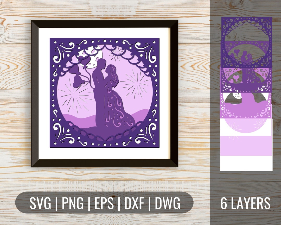 3D Wedding Shadow Box 1 SVG, Layered SVG Cut Files, Instant Download ...