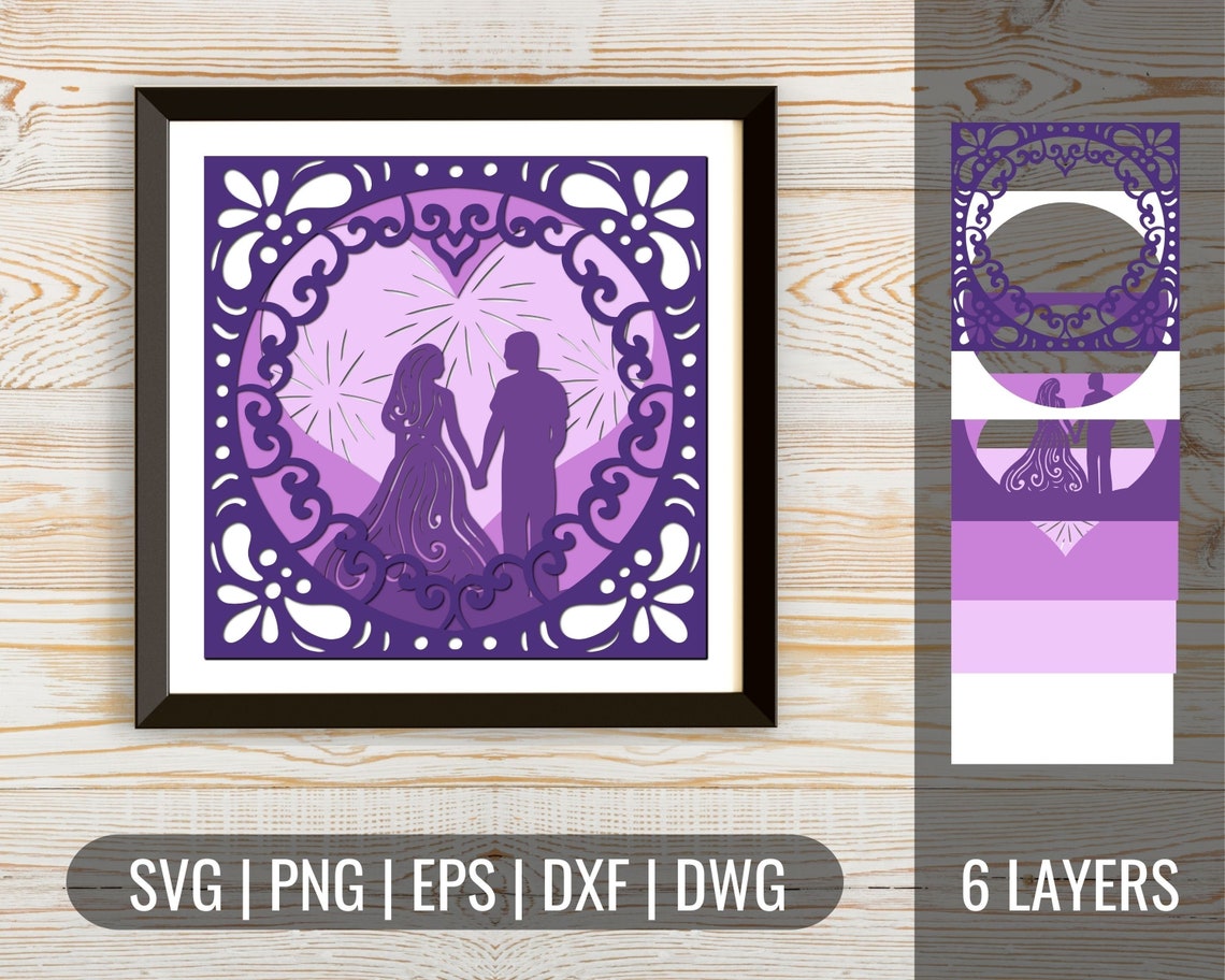 3D Wedding Shadow Box 2 SVG Layered SVG Cut Files Instant - Etsy