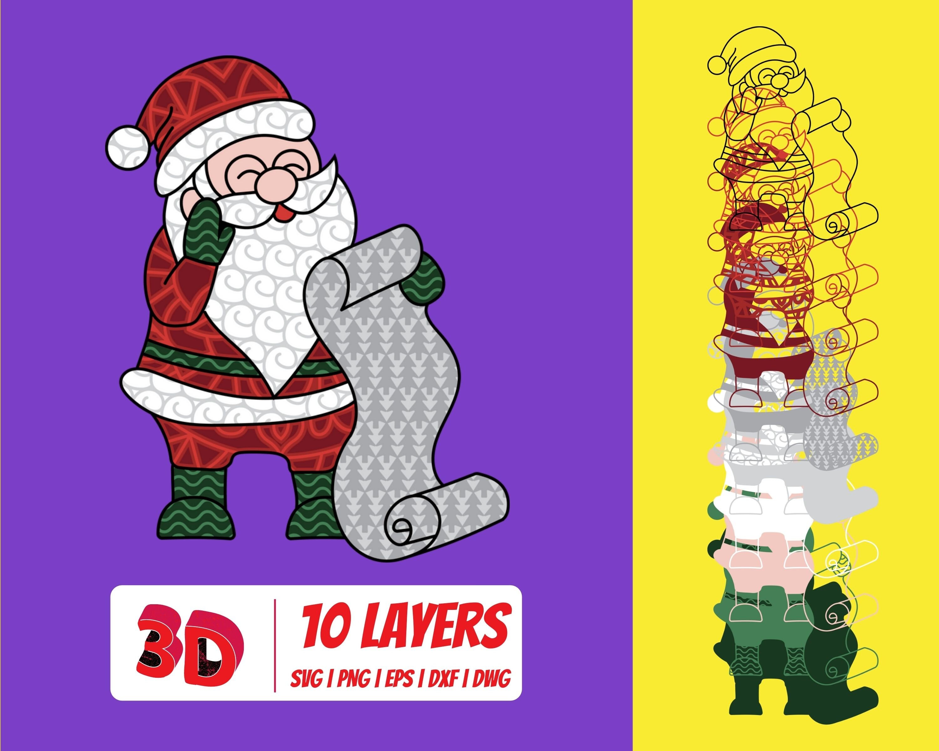 3D Santa Claus SVG Bundle Layered SVG Cut Files Instant - Etsy