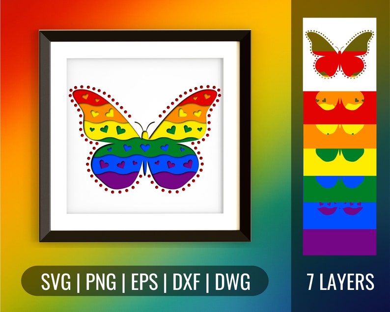 Pride Shadow Box Layered SVG Cut Files Instant Download | Etsy UK
